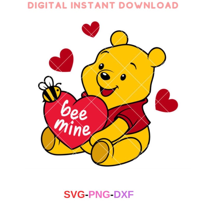 Bee Mine Winnie the Pooh Svg, Love Svg, Valentine’s Day Svg, Kawaii Svg ...