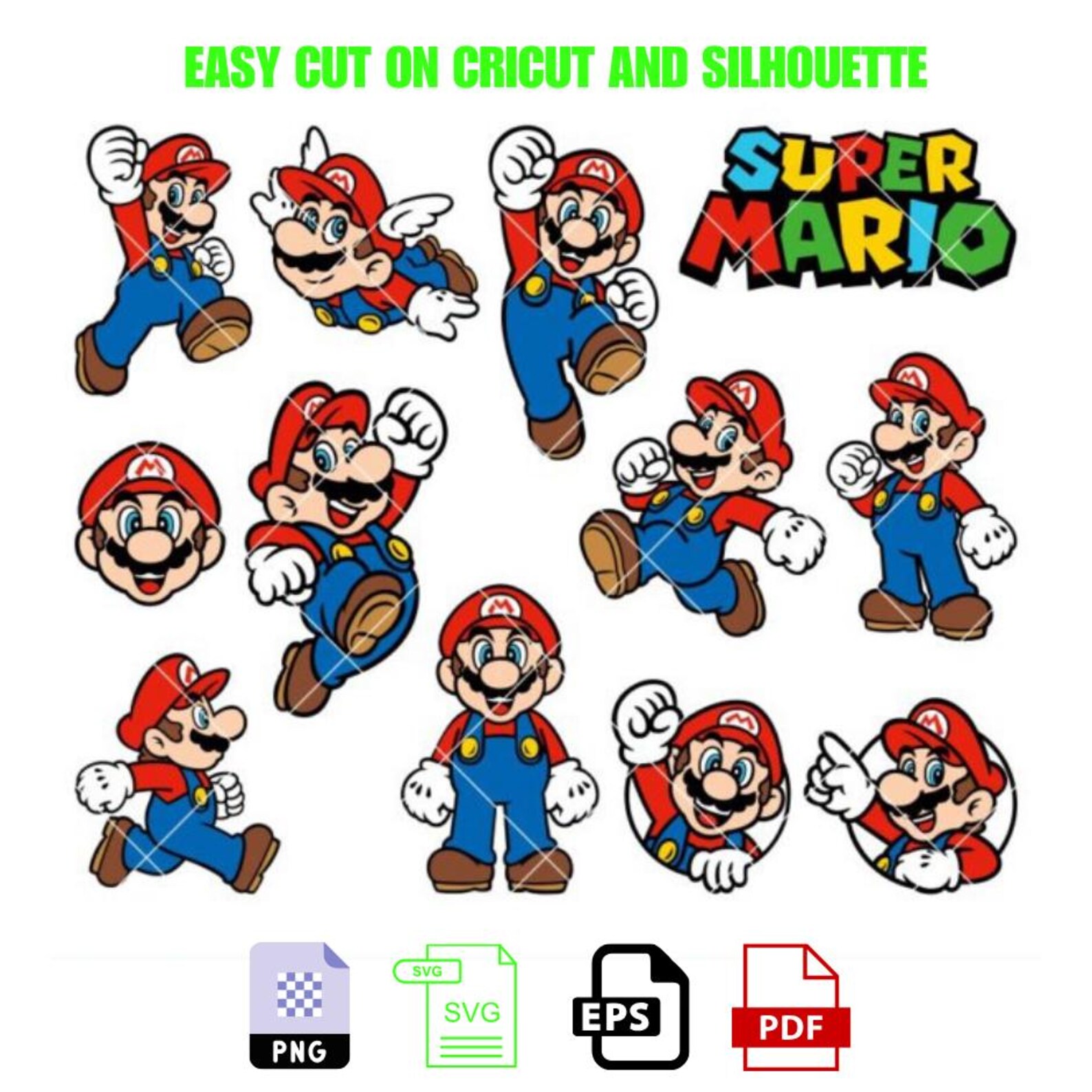 Super Mario Bundle Svg, Mario Characters Svg, Super Mario Svg, Mario ...