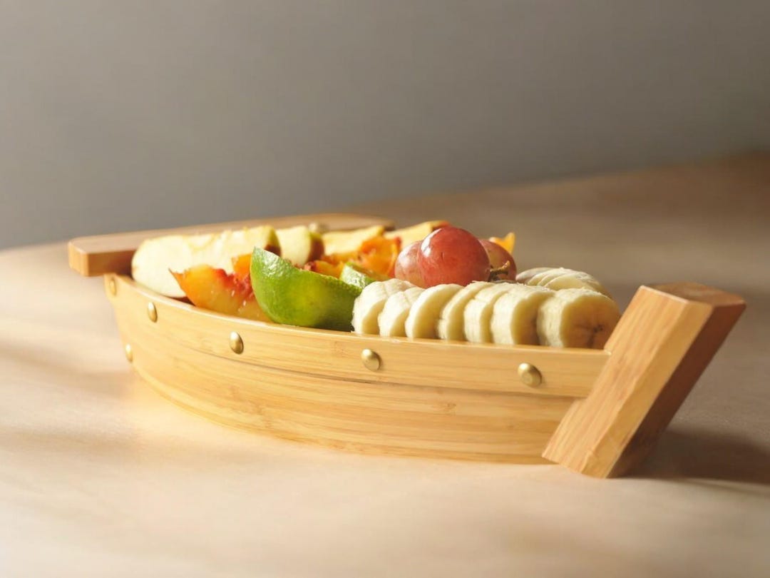 Elegant Bamboo Fruit Serving Boat, Perfect for Displaying Fruits ...