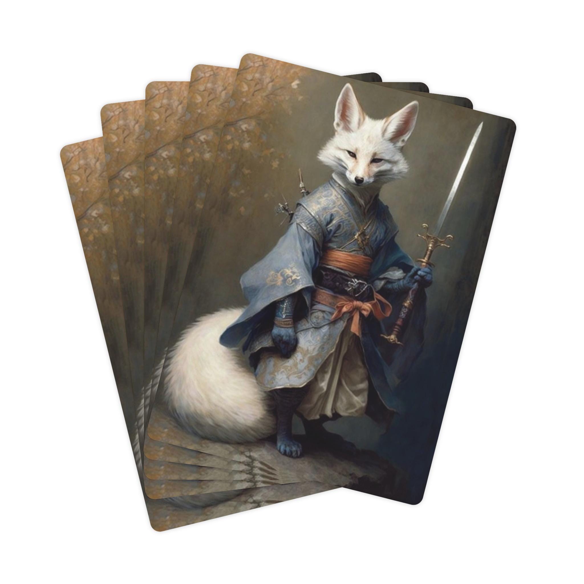 Samurai Japanese Fox Poker Cards, Asian Warrior Fox Playing Cards - Etsy