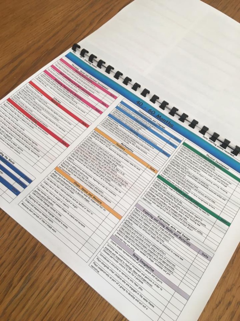 EYFS Progress Tracker based on Old Early Years Objectives - Etsy UK