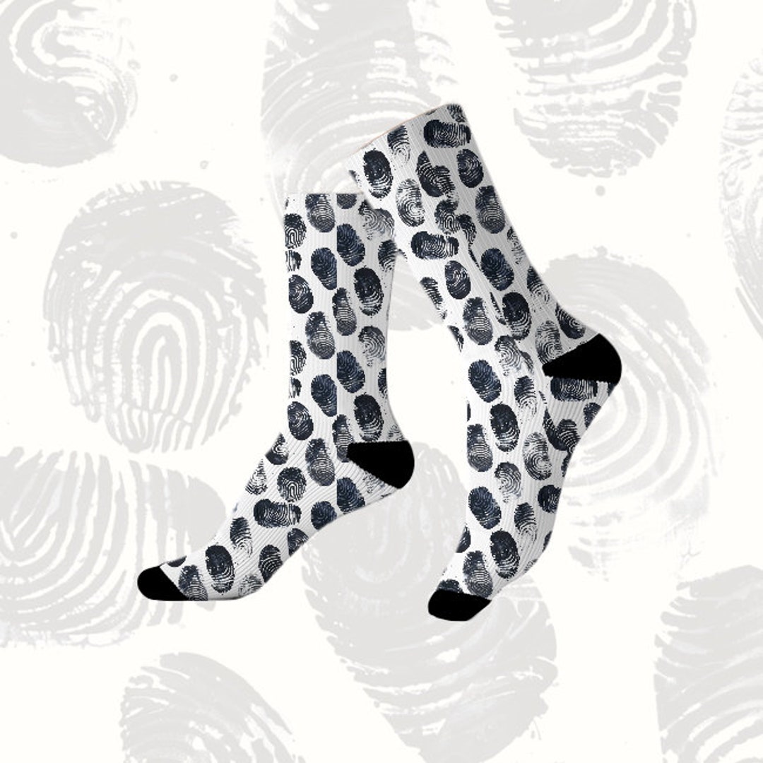 True Crime Fingerprint Crew Socks | Finger Print Socks | All Over Print ...