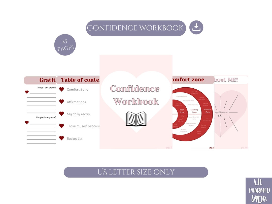 Confidence Workbook, Digital Download, Confidence Building Worksheets ...