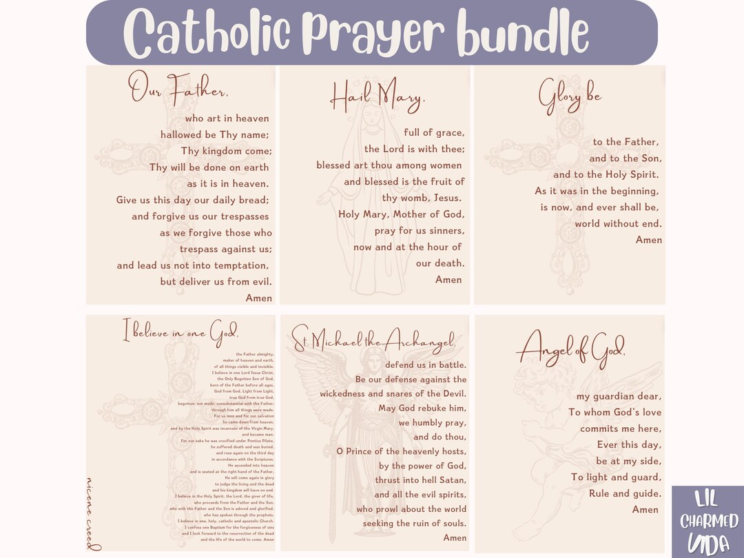 Catholic Prayer Bundle Printable, Bundle Catholic Prayers Wall Prints ...