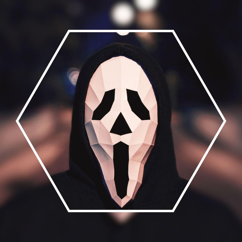 Ghost Face Mask Papercraft, Scream Face Mask Papercraft, 3D Low Poly ...