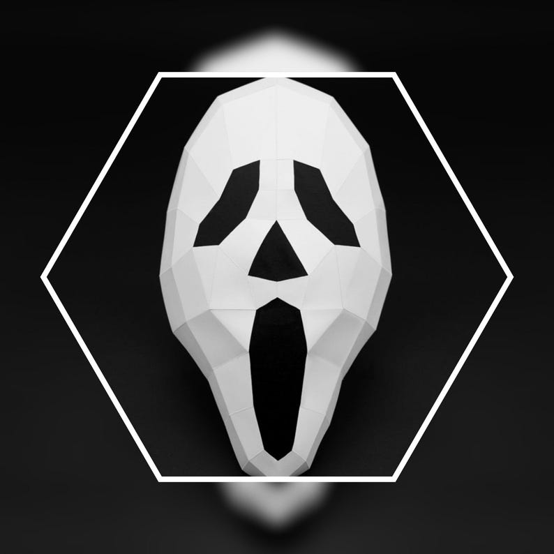 Ghost Face Mask Papercraft, Scream Face Mask Papercraft, 3D Low Poly ...