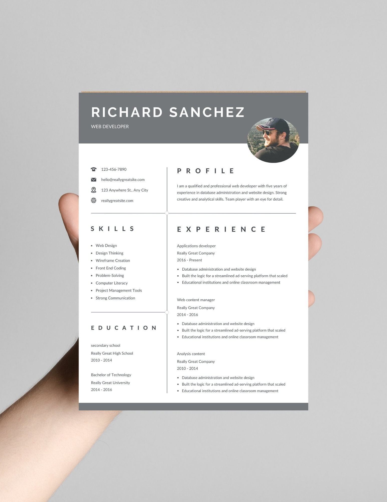Modern & Simple Resume Template Professional CV Instant Download Resume ...