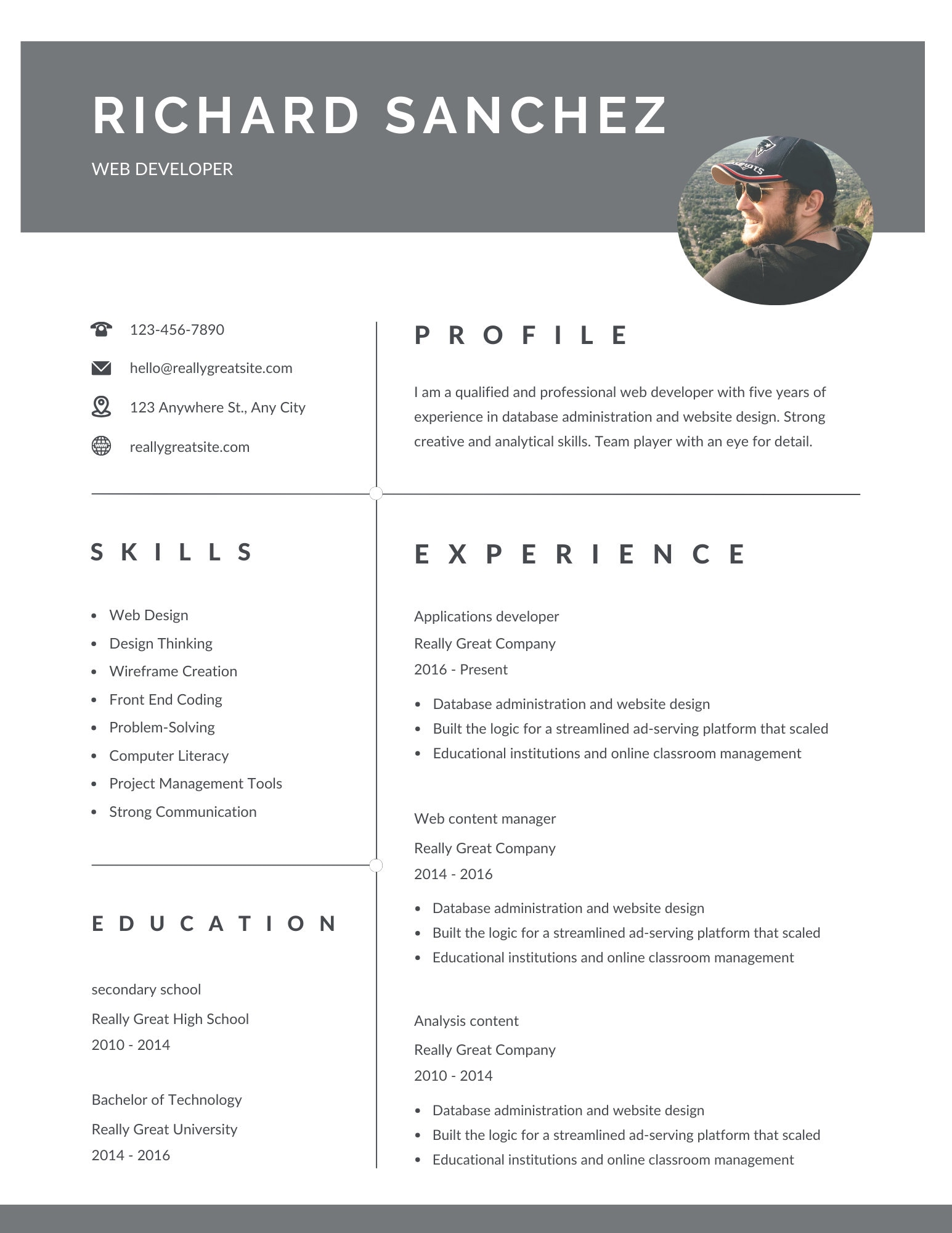 Modern & Simple Resume Template Professional CV Instant Download Resume ...