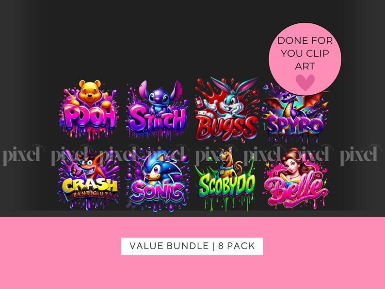 Cheeky Characters Big Fonts Splash Paint | Digital Designs | Clip Art ...