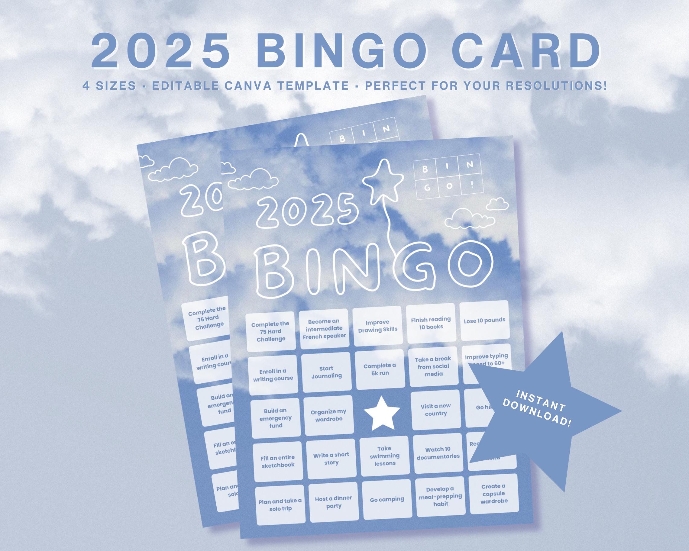 2025 Bingo Card | New Year’s Planner | Self-growth Tool - Fun ...