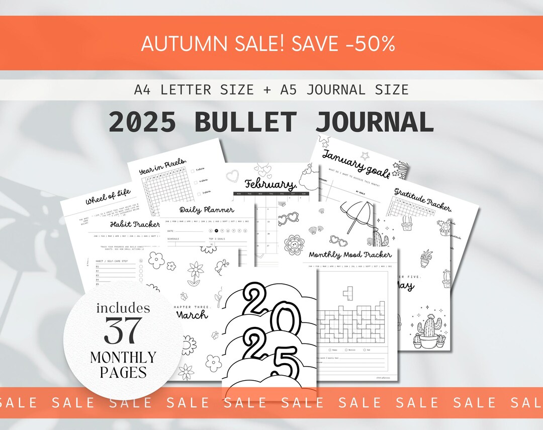 2025 Journal Bundle, Printable Journal Pages for 2025, mood Tracker ...