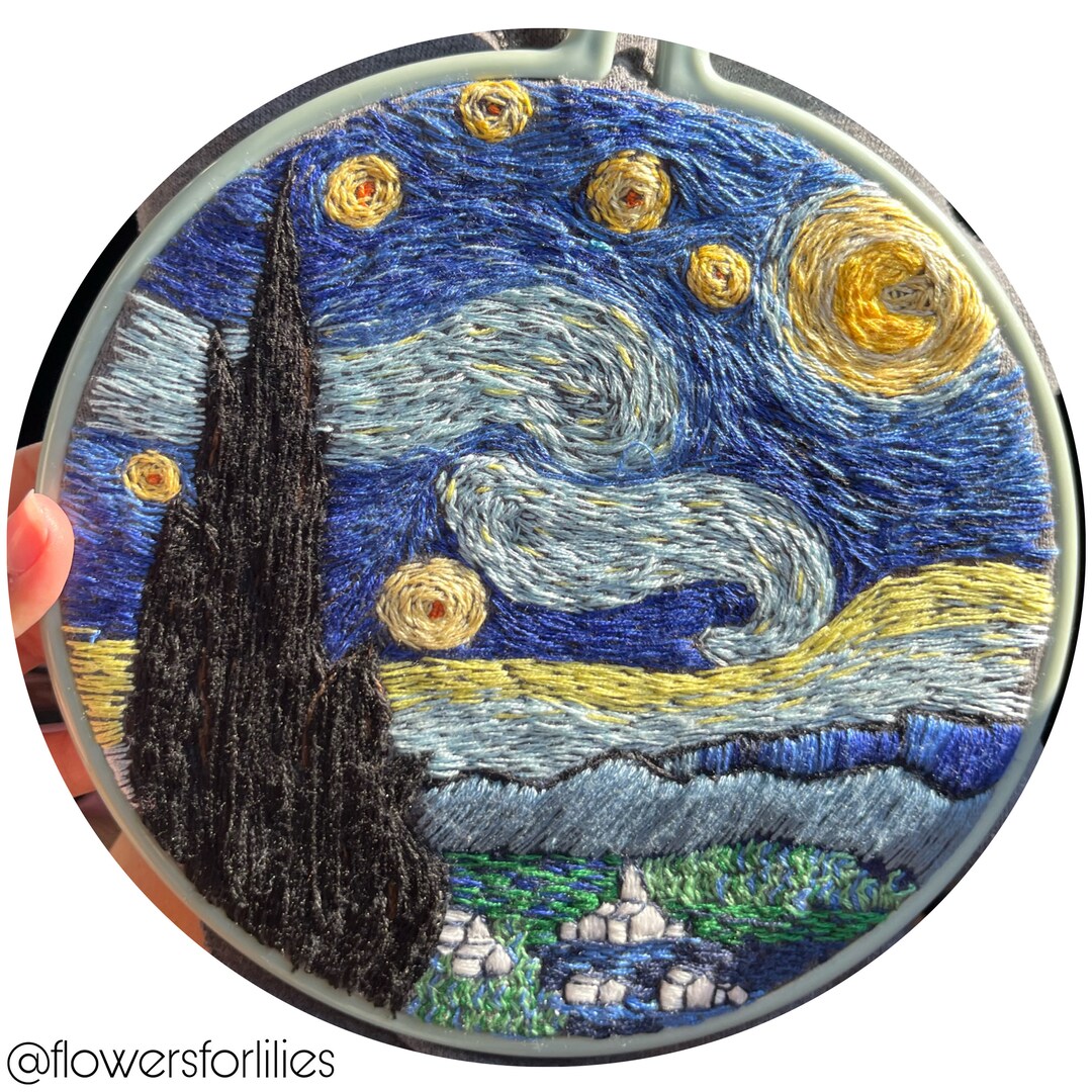 Starry Night Hand Embroidery Art - Etsy