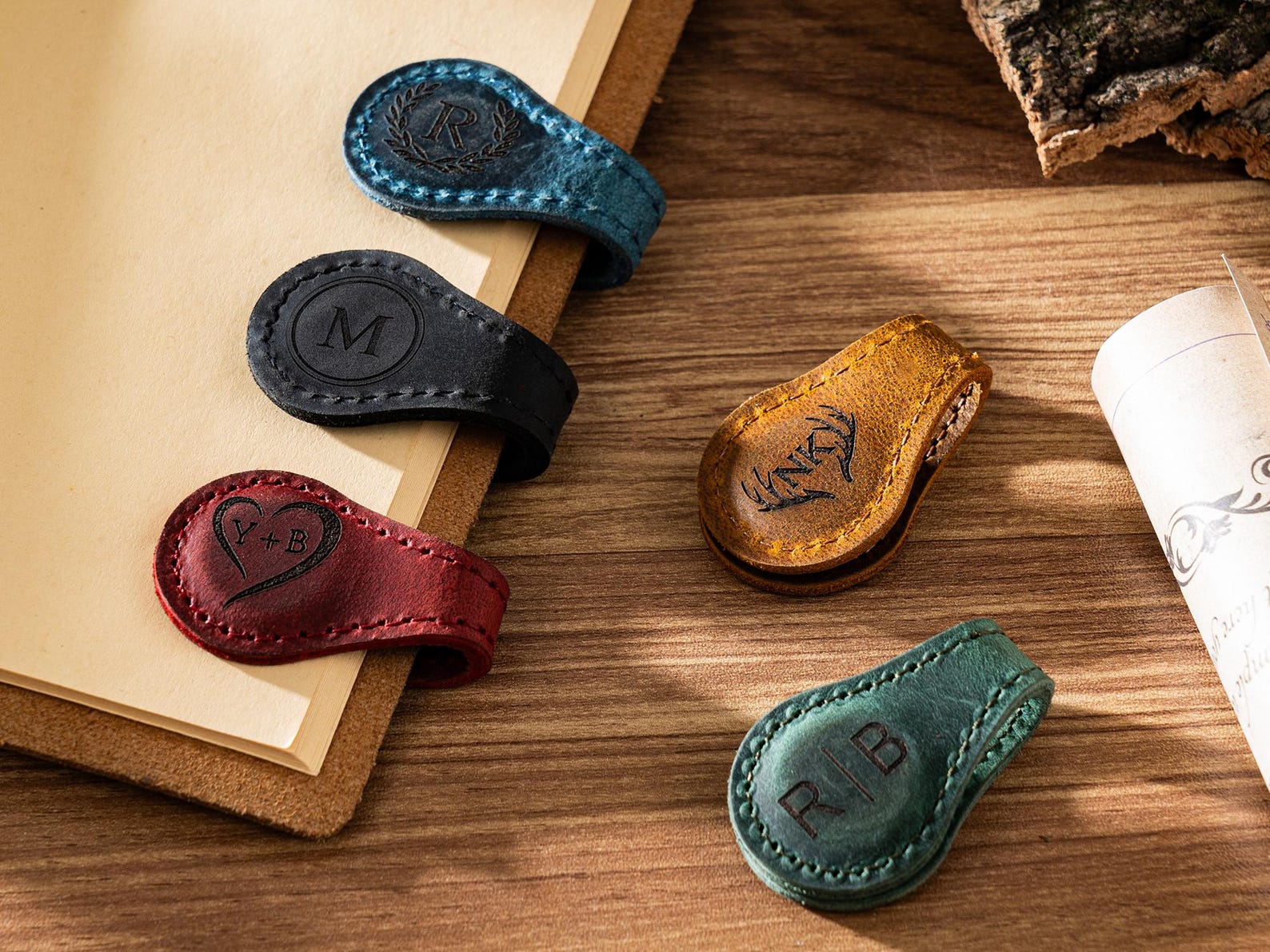 Personalized Leather Magnetic Bookmark, Custom Name Leather Bookmark ...