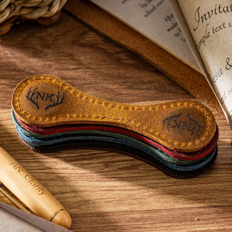 Personalized Leather Magnetic Bookmark, Custom Name Leather Bookmark ...