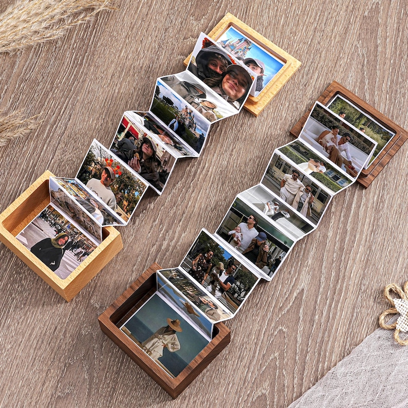 Personalized Wood Photo Box, Anniversary Keepsake Gift for Her, Pull ...