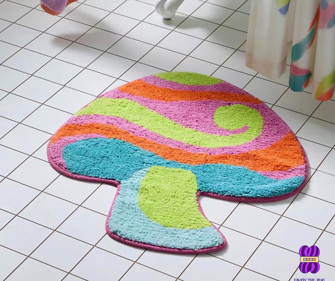 Psychedelic Mushroom Tufted Rug Colorful Rug Mushroom Culture - Etsy