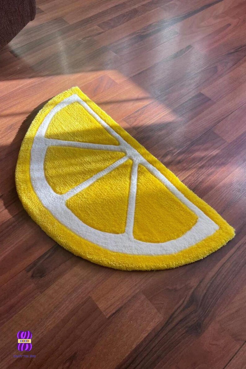 Yellow Lemon Tufted Rug ,custom Rug, Bedroom Rug, Handmade Rug, Custom ...