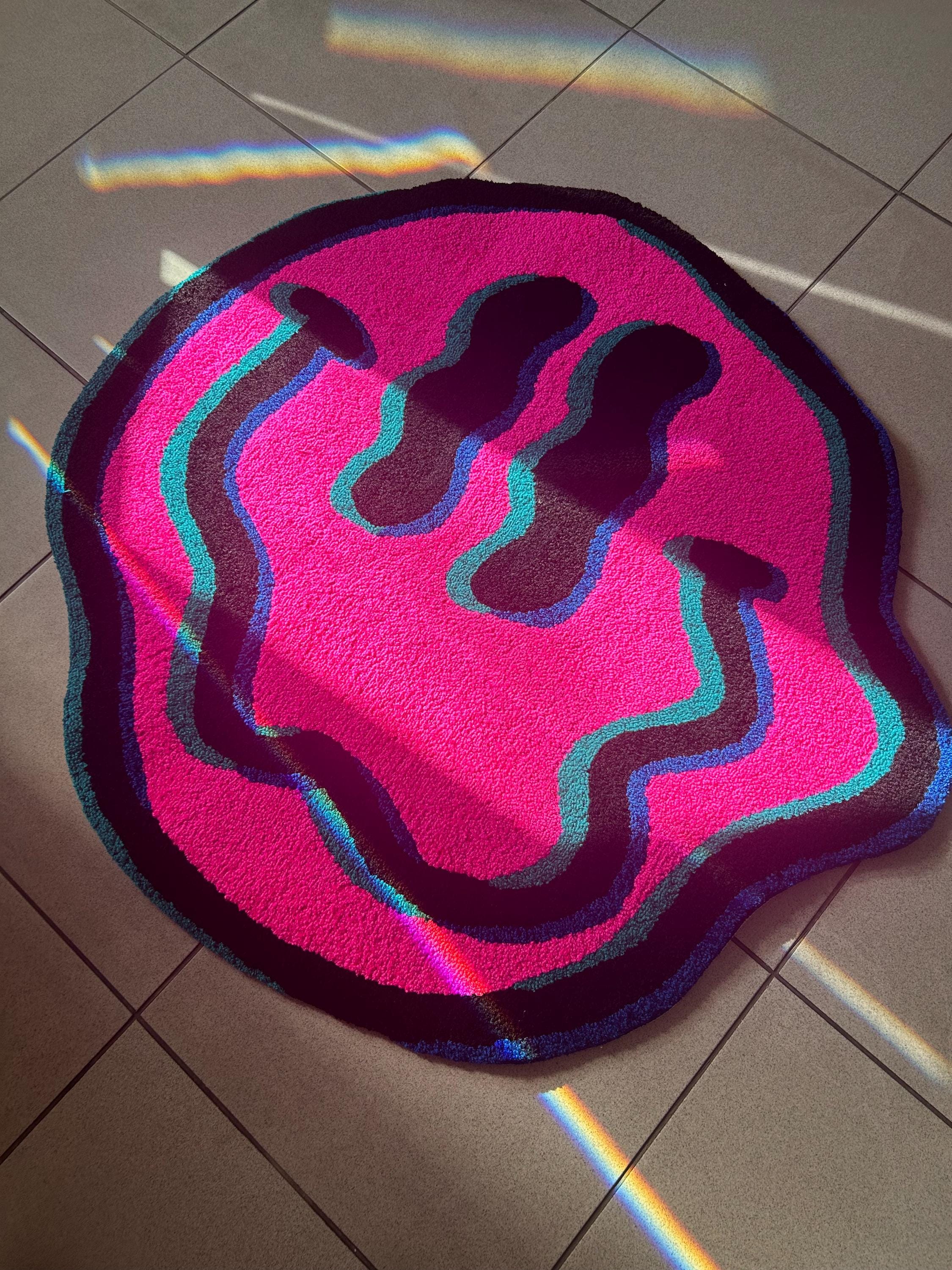 Trippy Smiley Tufted Rug Funky and Colorful Floor Decor - Etsy