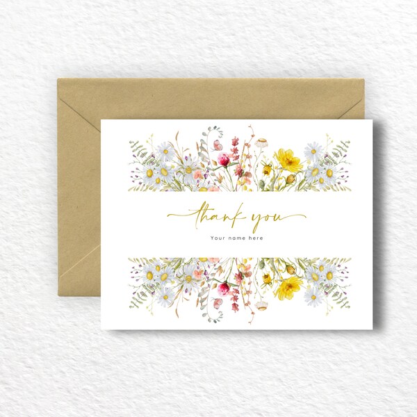 Editable Thank You Card, Template Thank You Card Printable, Simple ...