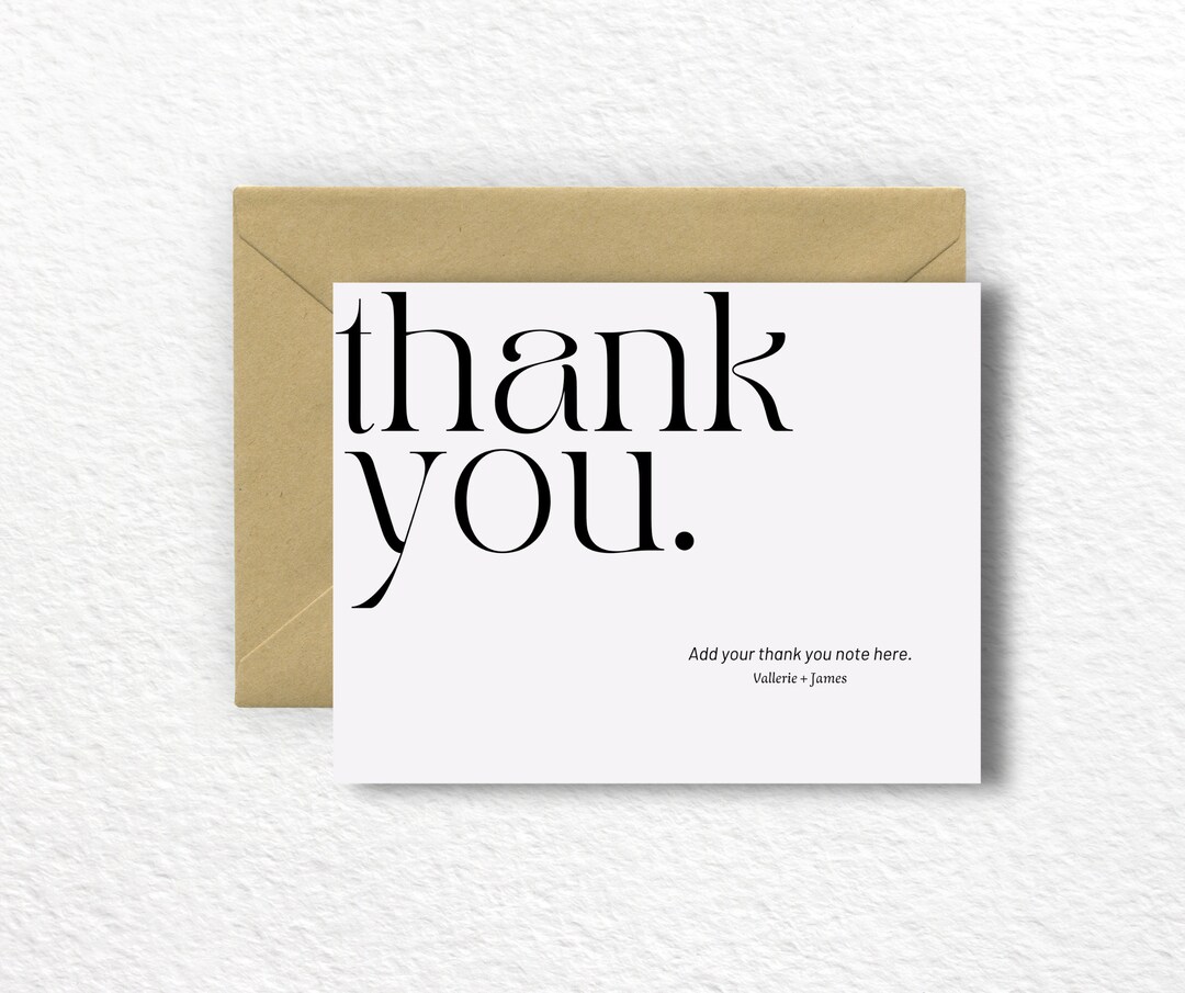 Editable Thank You Card, Template Thank You Card Printable, Simple ...