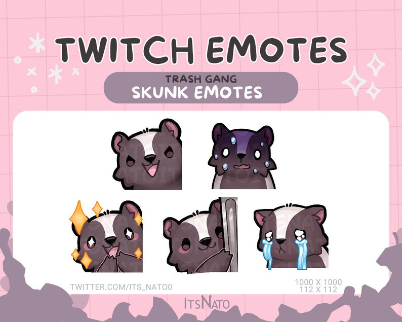 Cute Kawaii Skunk Emote, Twitch, Discord, Streamasset - Etsy