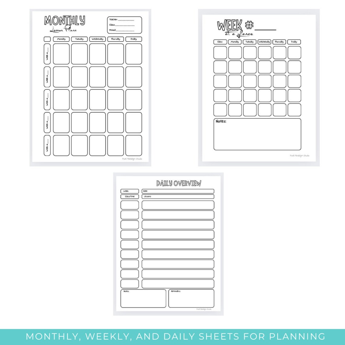 Monthly, Weekly, Daily Lesson Plan Printable Template - Etsy