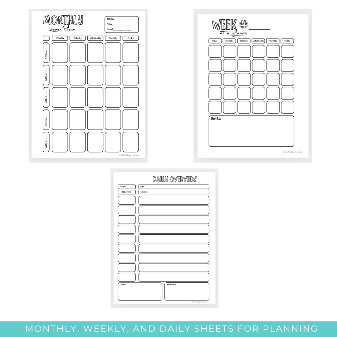 Monthly, Weekly, Daily Lesson Plan Printable Template - Etsy