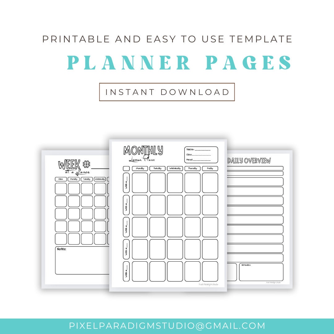 Monthly, Weekly, Daily Lesson Plan Printable Template - Etsy