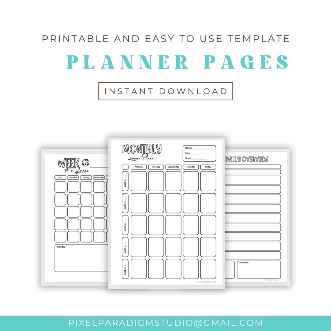 Monthly, Weekly, Daily Lesson Plan Printable Template - Etsy
