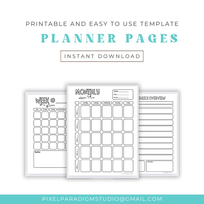 Monthly, Weekly, Daily Lesson Plan Printable Template - Etsy