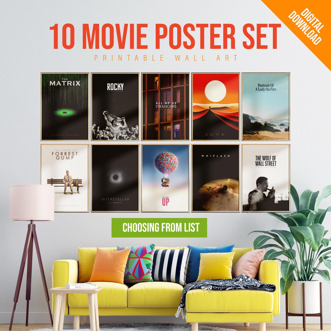 10 Movie Poster Set, Digital Movie Poster Set, Digital Poster Set ...