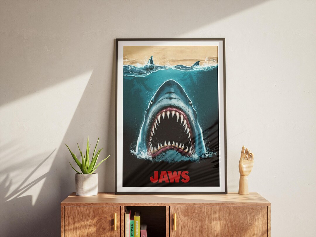 Jaws Movie Print, Minimalist Printable Wall Art, Gift Idea for Movie ...