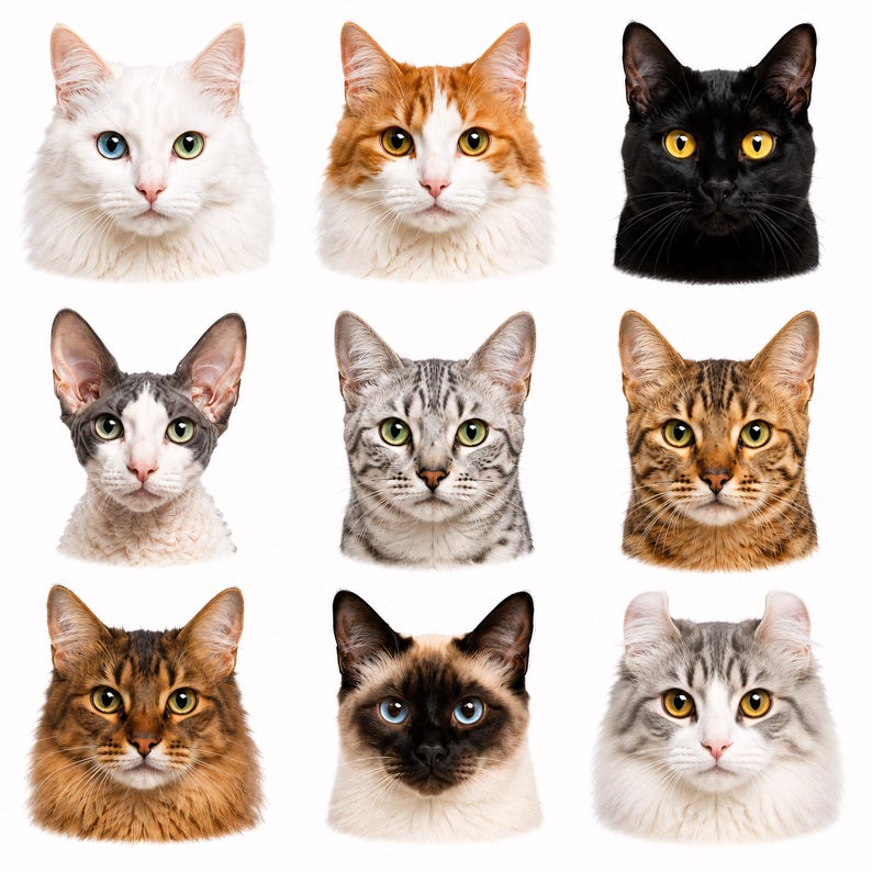 Cats Clipart Bundle, Minimalistic Pets, Realistic Cat Illustrations ...
