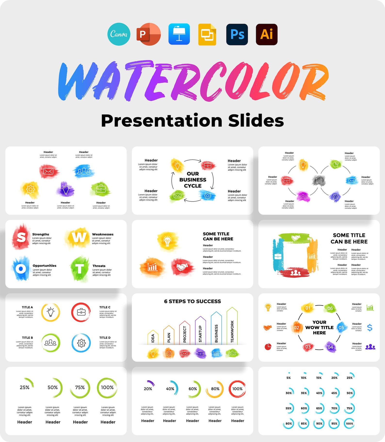 Watercolour Powerpoint, Color Canva Aesthetic Presentation Template ...