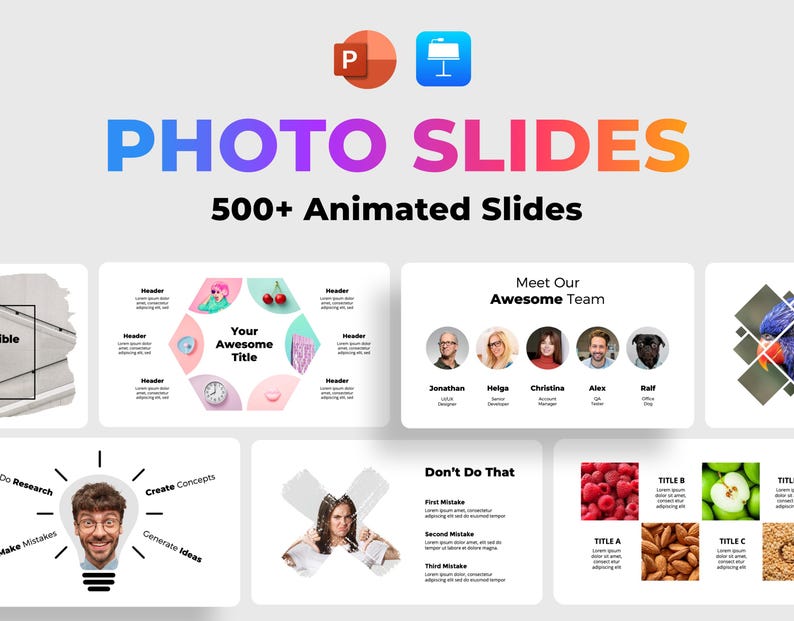 Powerpoint & Keynote Cute Presentation Template, Animated Photo Slides ...