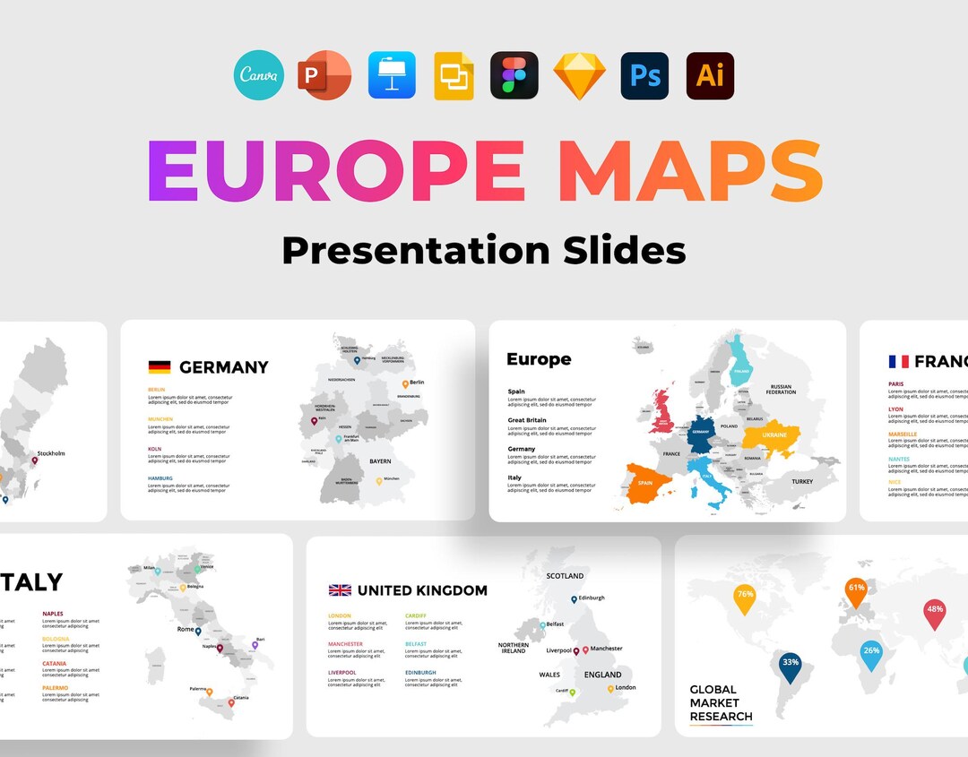 Europe Map Presentation Template,powerpoint European Countries Maps ...