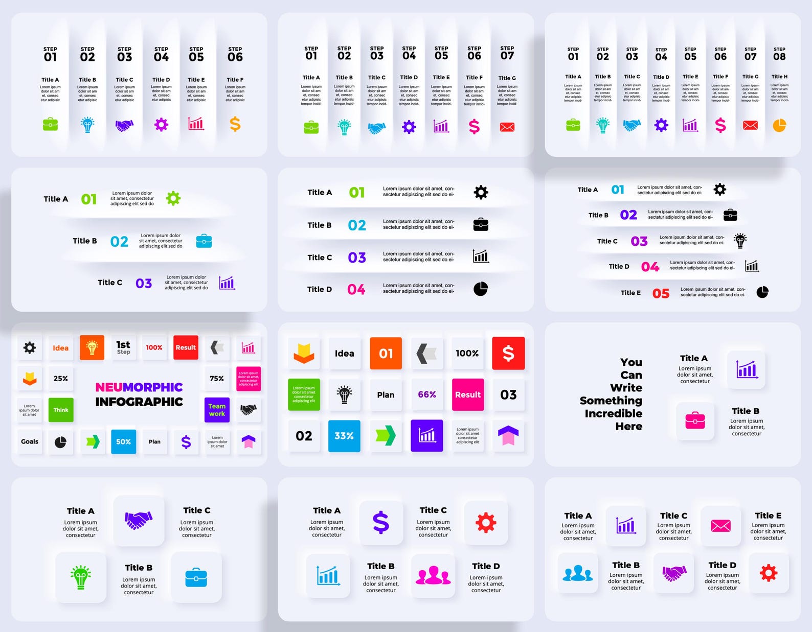 Neumorphism Powerpoint Presentation Template, Neumorphic Infographics ...