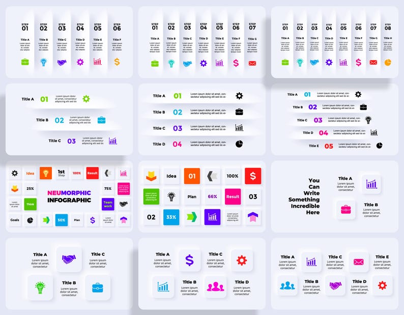 Neumorphism Powerpoint Presentation Template, Neumorphic Infographics ...
