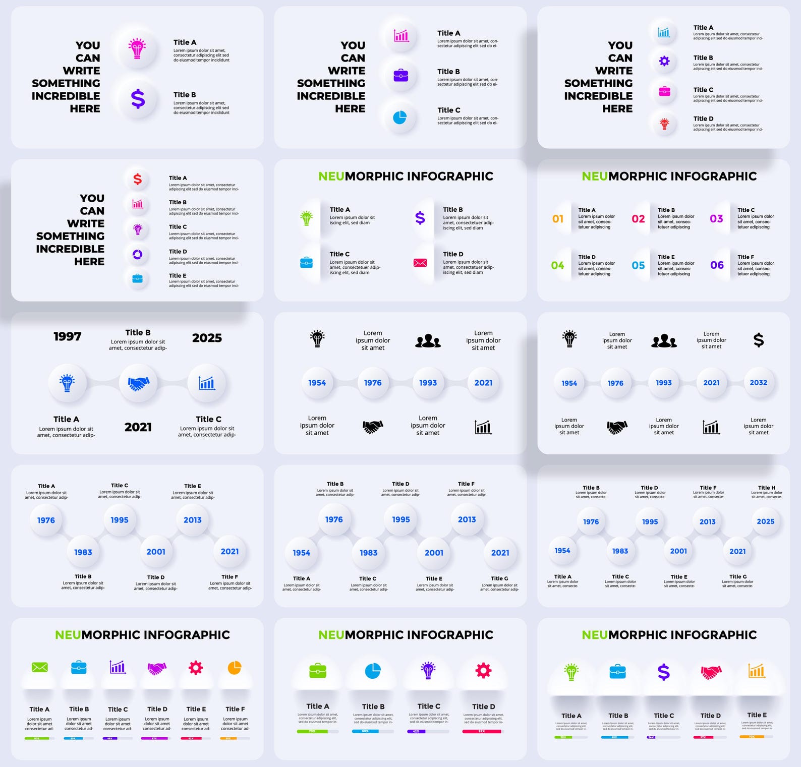 Neumorphism Powerpoint Presentation Template, Neumorphic Infographics ...