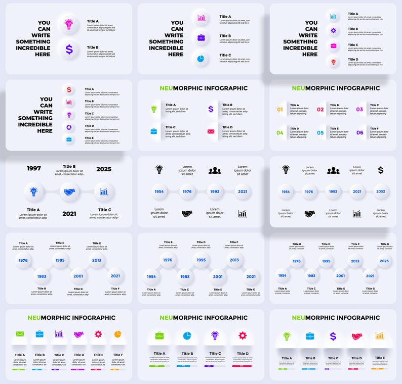 Neumorphism Powerpoint Presentation Template, Neumorphic Infographics ...