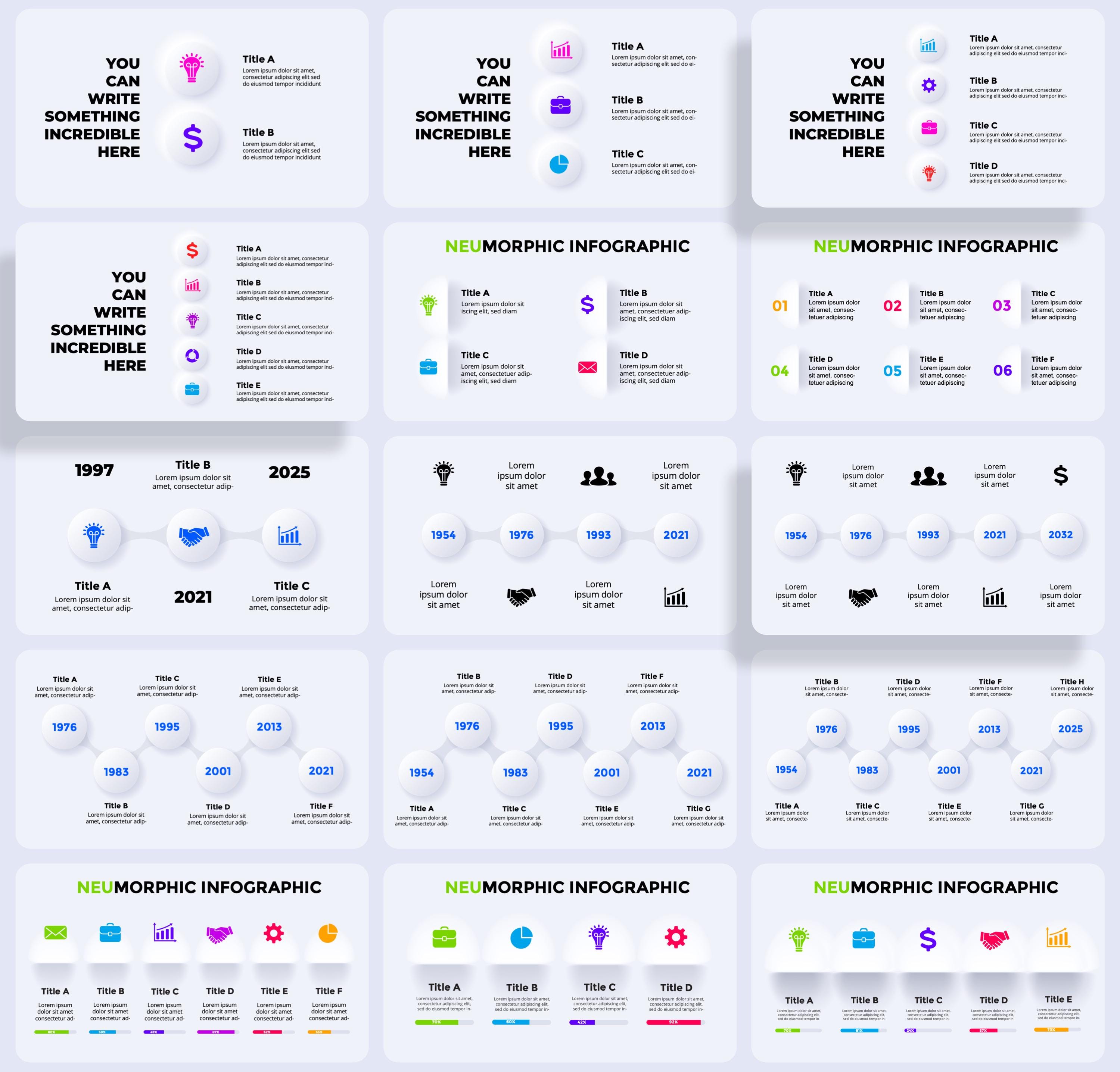 Neumorphism Powerpoint Presentation Template, Neumorphic Infographics ...