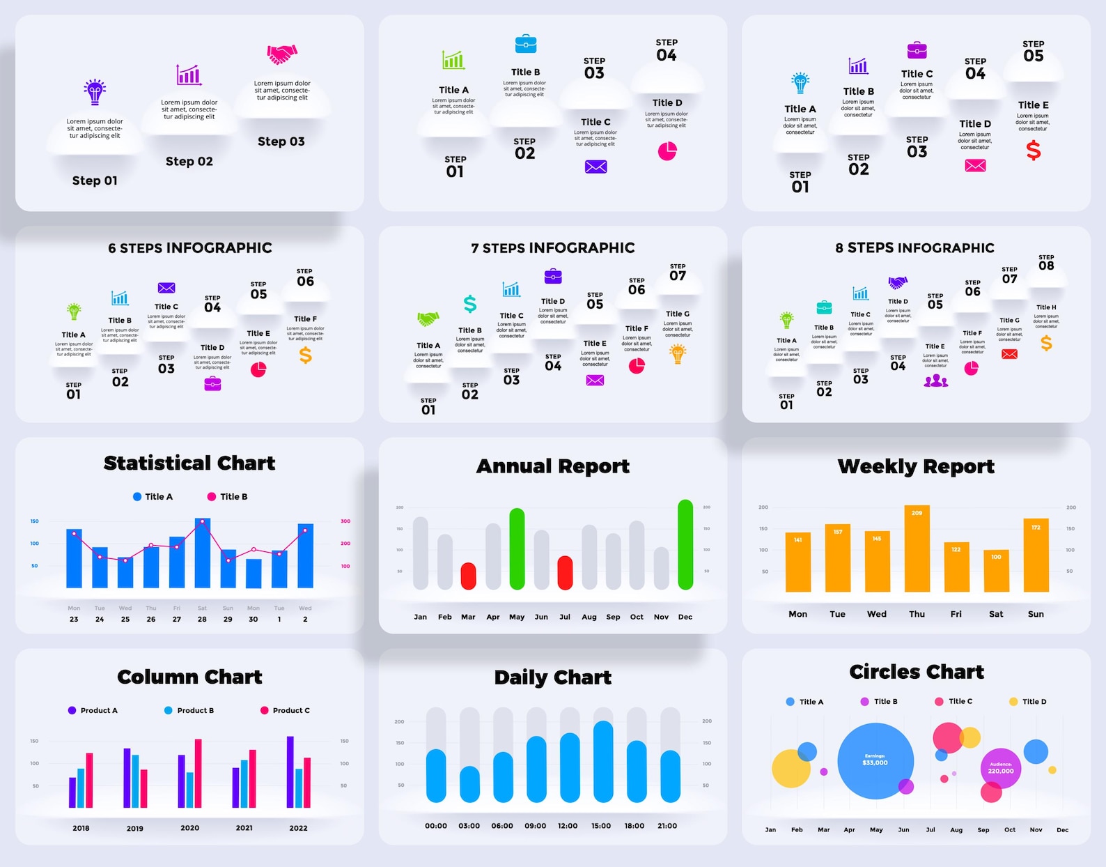 Neumorphism Powerpoint Presentation Template Neumorphic Infographics