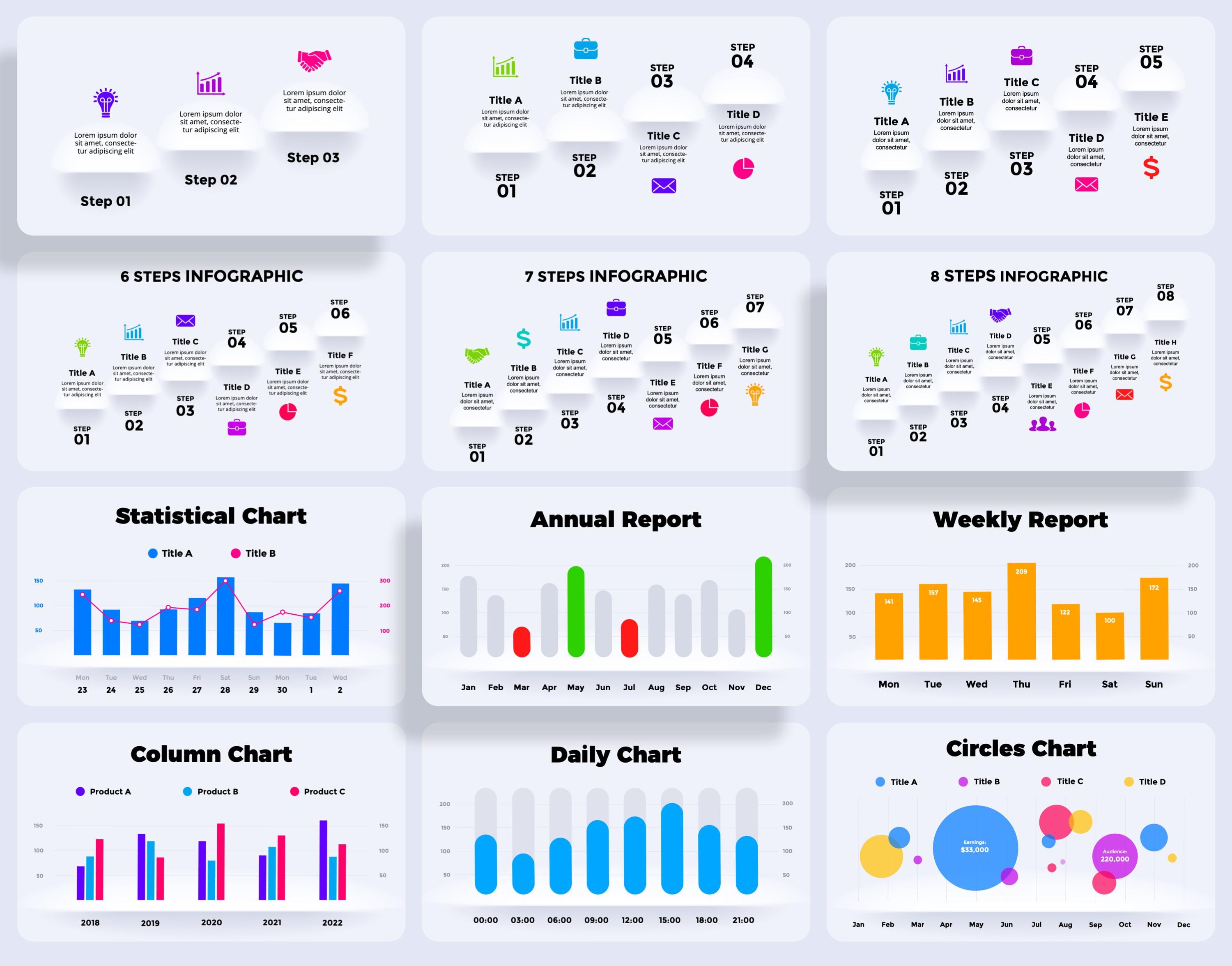Neumorphism Powerpoint Presentation Template, Neumorphic Infographics ...