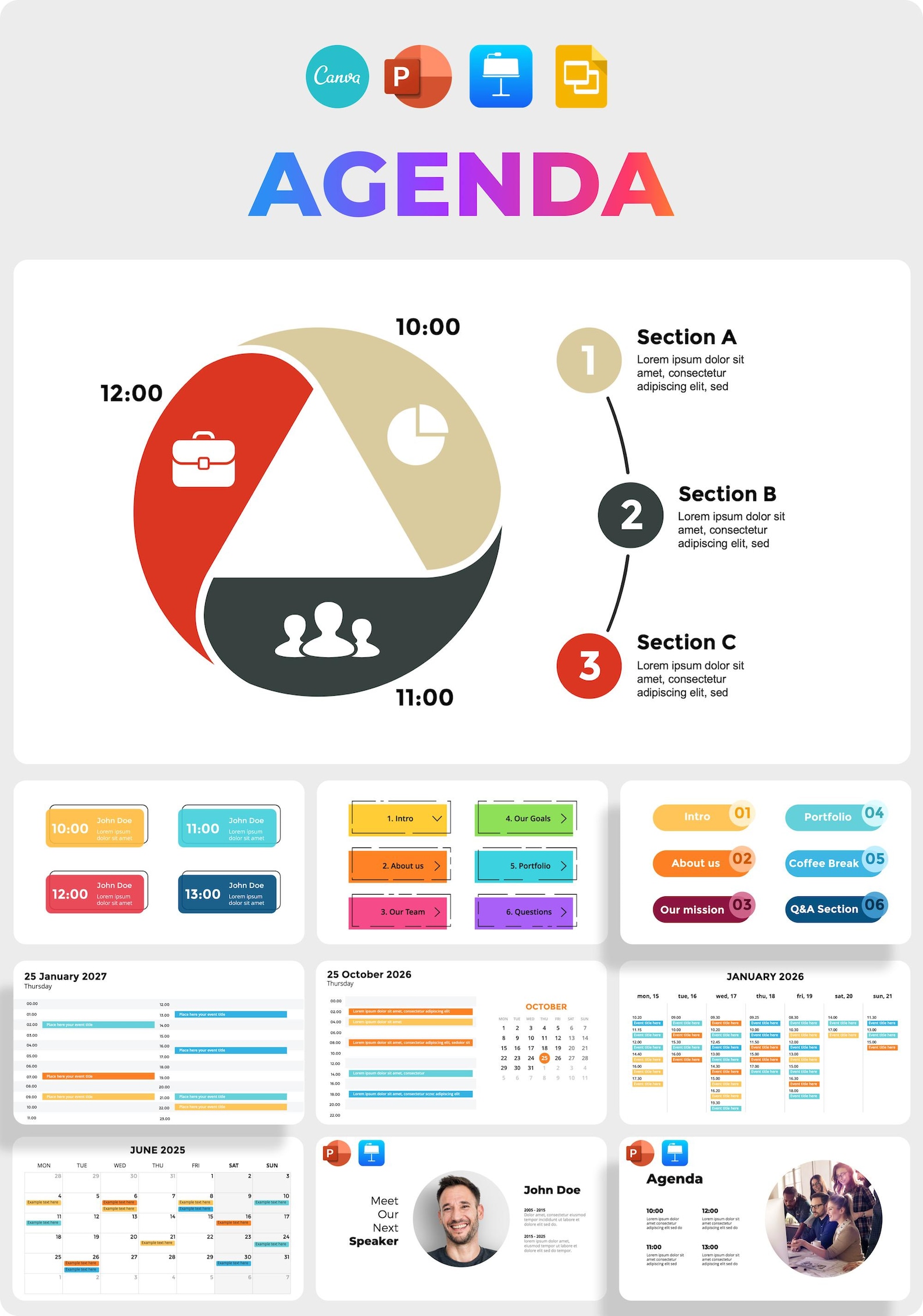 Agenda Powerpoint Template,canva Presentations,keynote Meeting ...