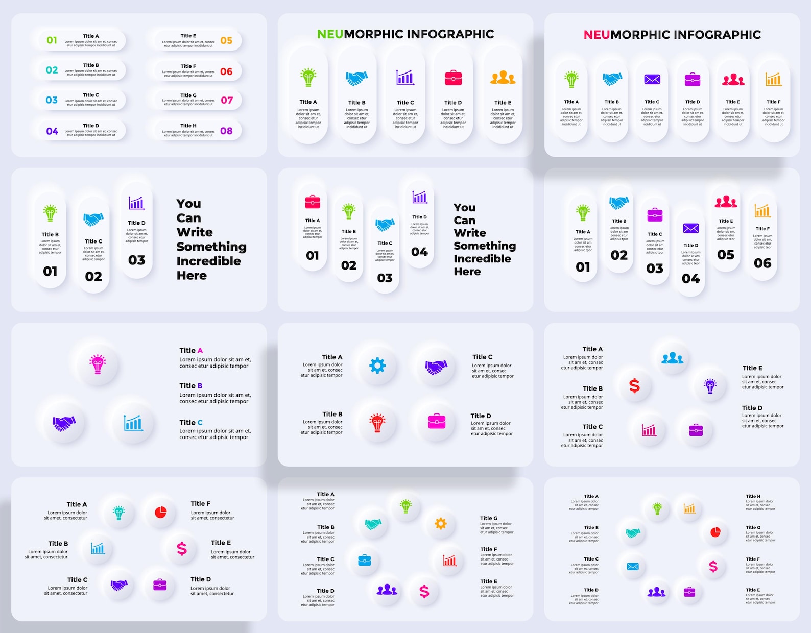 Neumorphism Powerpoint Presentation Template, Neumorphic Infographics ...