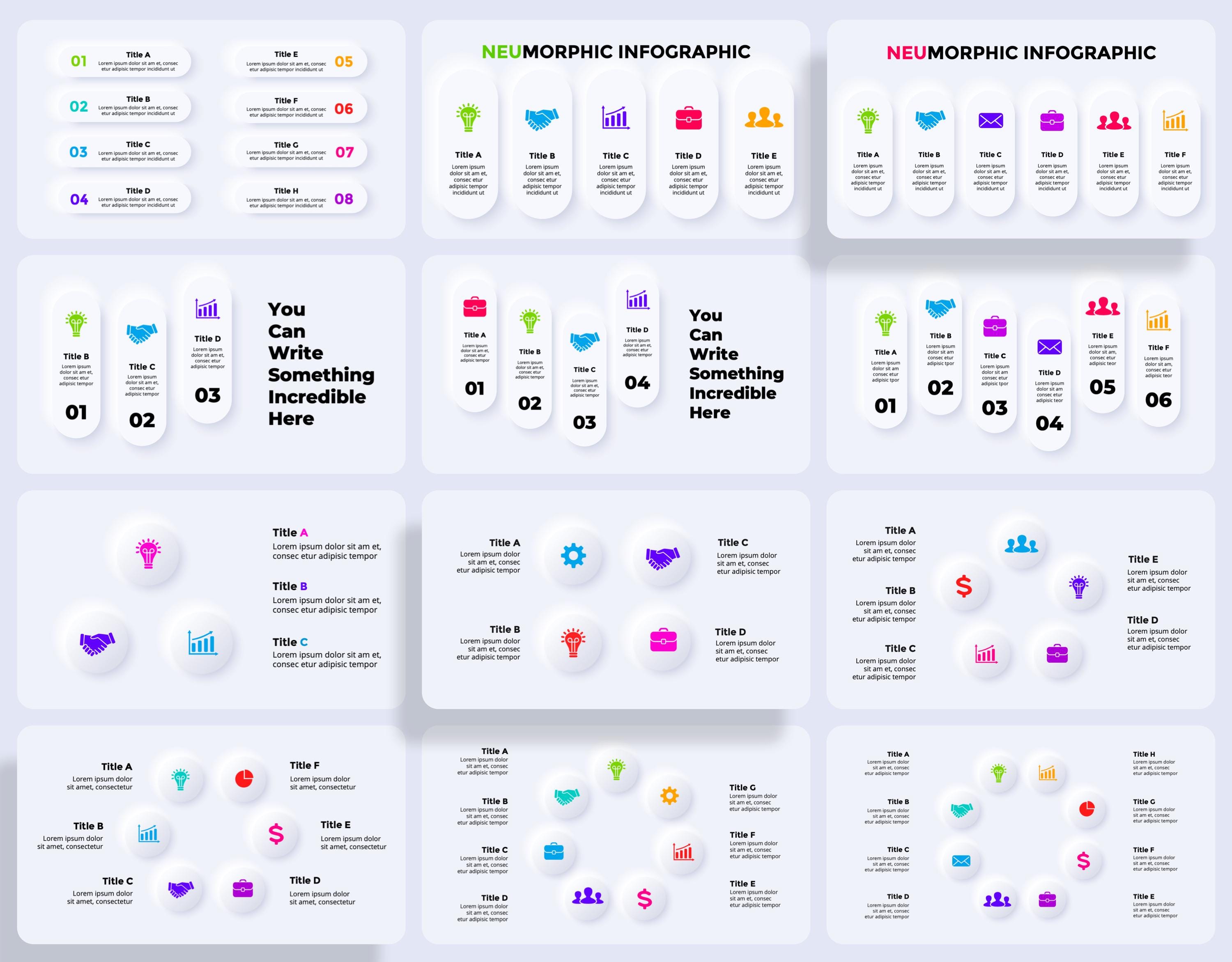Neumorphism Powerpoint Presentation Template, Neumorphic Infographics ...