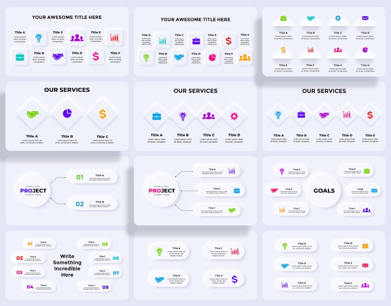 Neumorphism Powerpoint Presentation Template, Neumorphic Infographics, Modern Keynote Pitch Deck ...