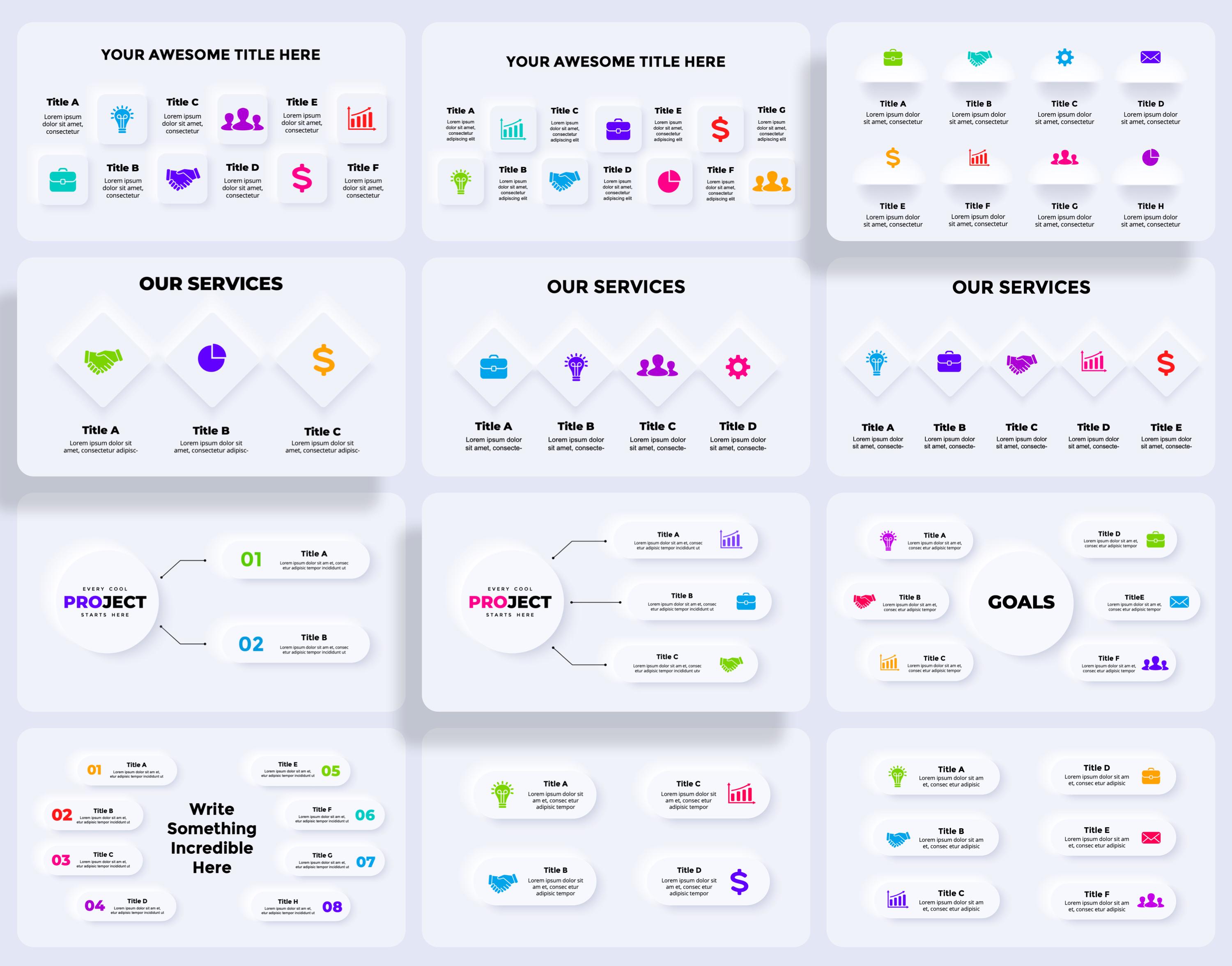 Neumorphism Powerpoint Presentation Template, Neumorphic Infographics ...
