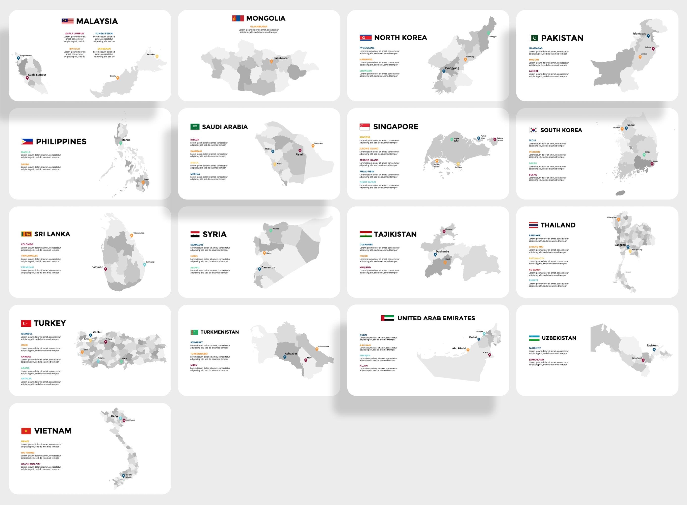 Country Map Presentation Template, Powerpoint Maps, Market Expansion ...