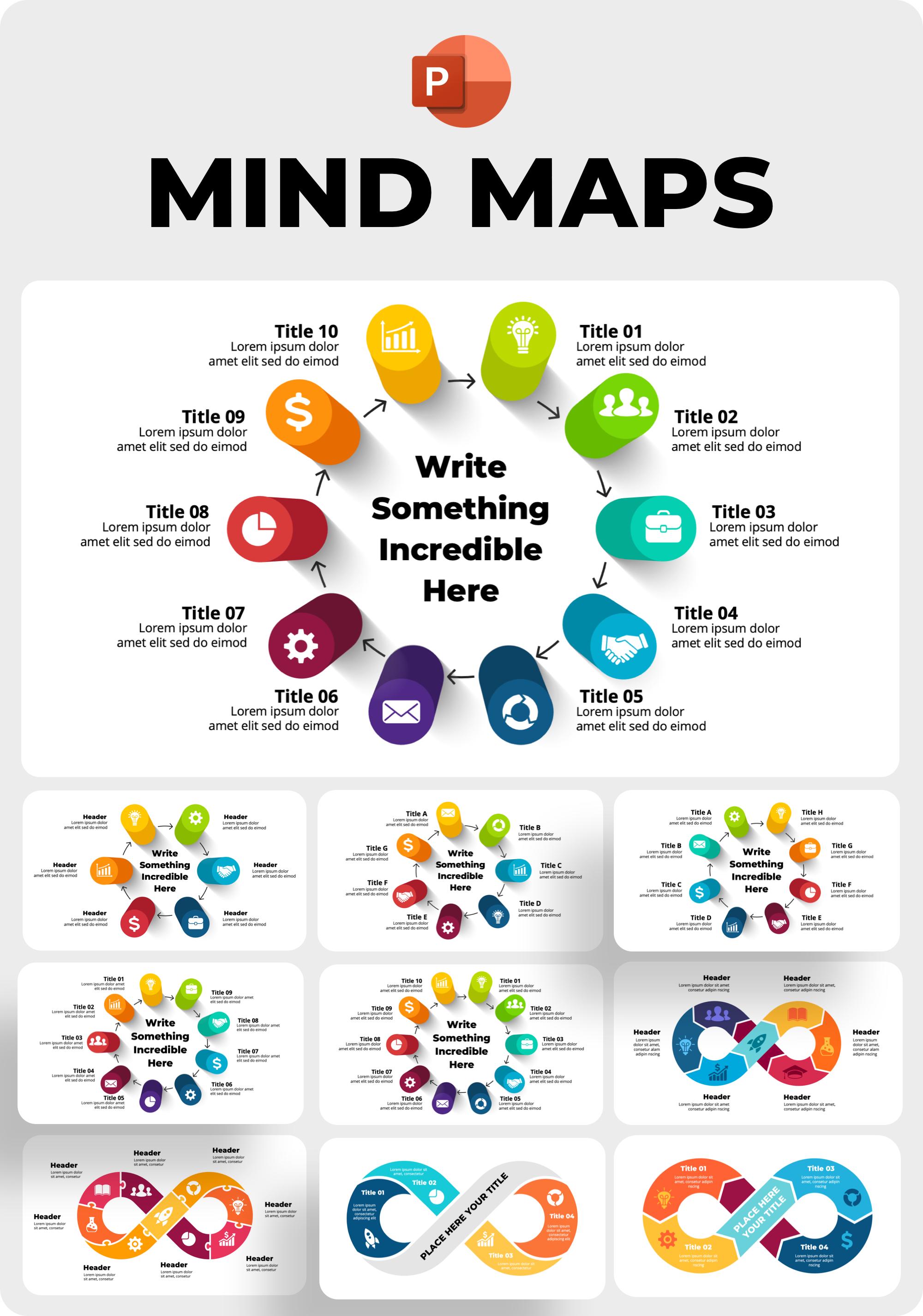 Mind Maps Powerpoint,organization Template,hierarchy Presentation ...